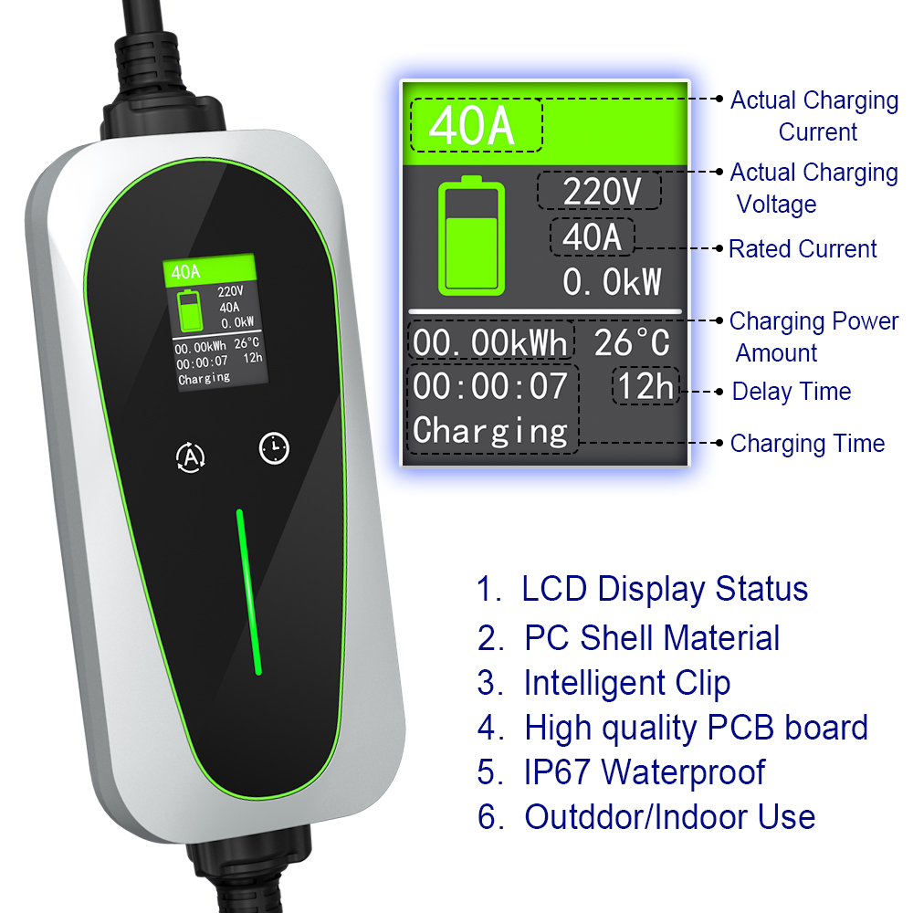 40A Level 2 AC TESLA EV Portable charger tesla Electric Car Charger ...